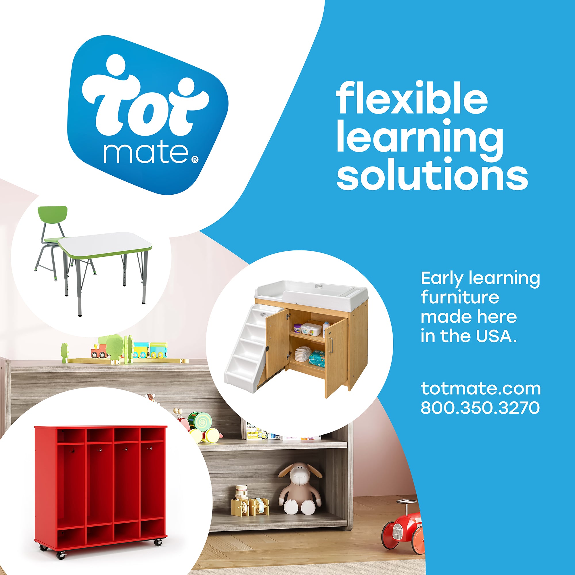 Toddler Changing Table With Sink and Stairs - Left